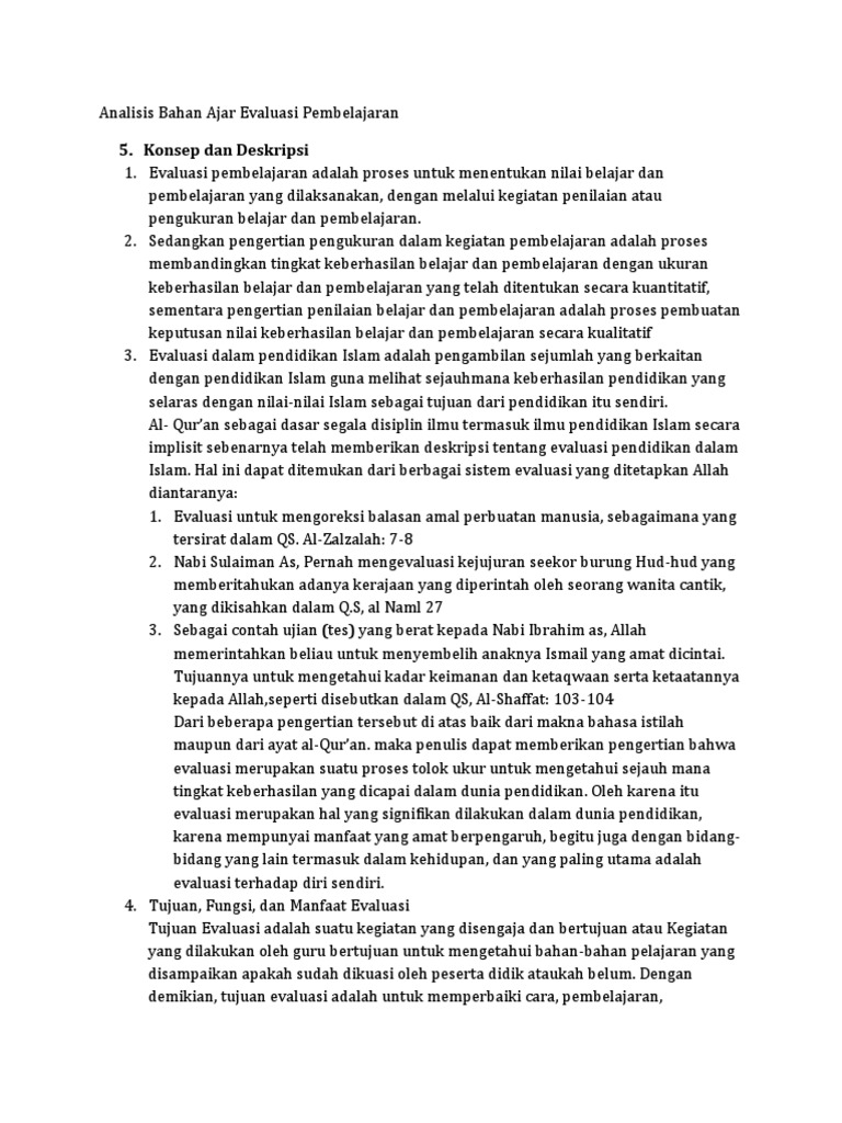 Analisis Bahan Ajar Evaluasi Pembelajaran | PDF