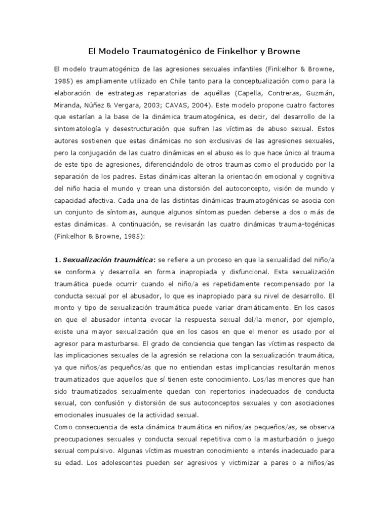 El Modelo Traumatogénico de Finkelhor y Browne | PDF | Abuso sexual ...