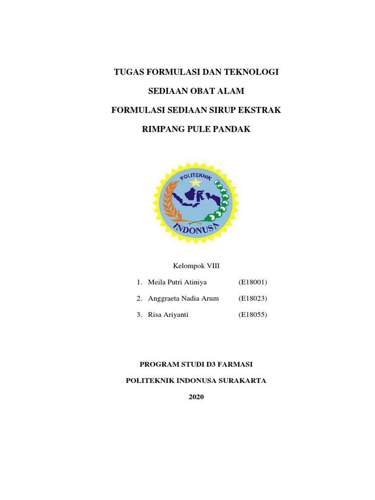 Formulasi Sirup Ekstrak Pule Pandak | PDF