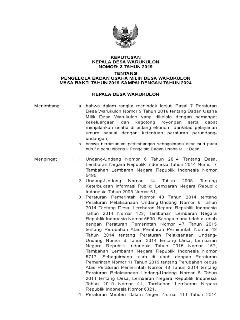 SK Kades 20 Bumdes - Logo | PDF