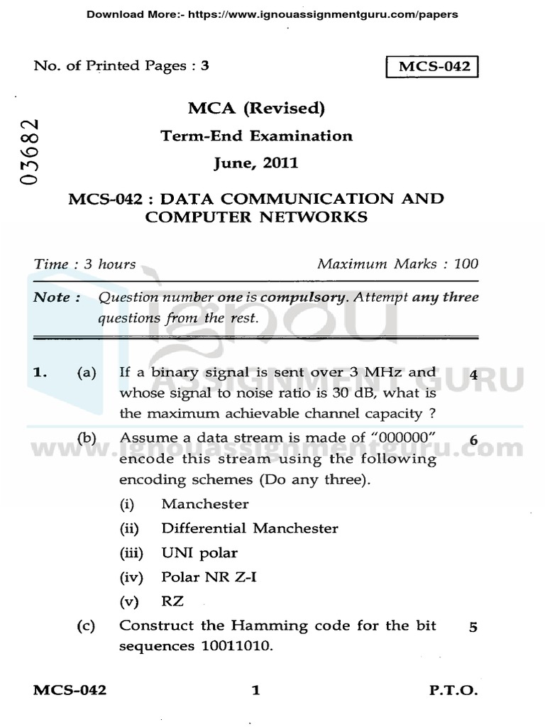 Mcs 042 Previous Year Question Papers By Ignouassignmentguru Pdf Computer Network 