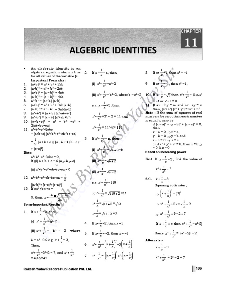 Algebraic Identities | PDF | Mathematics | Algebra