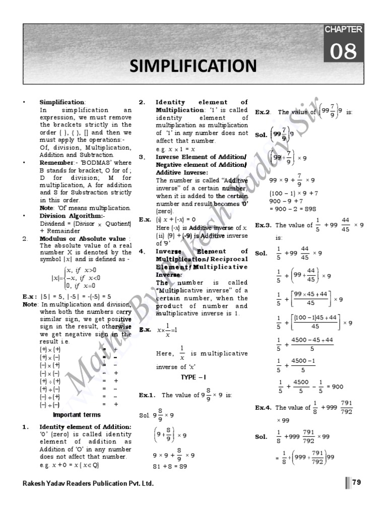 Simplification: The Value of | PDF | Mathematics | Division (Mathematics)