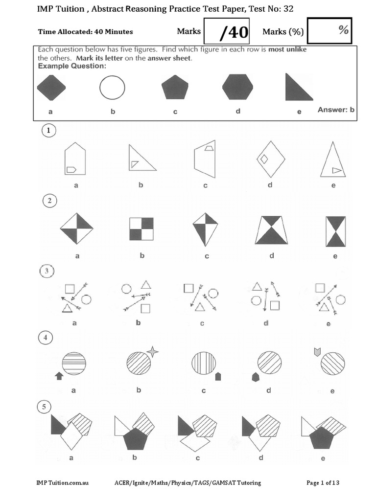 Abstract Reasoning Practice Test | PDF | Mathematics