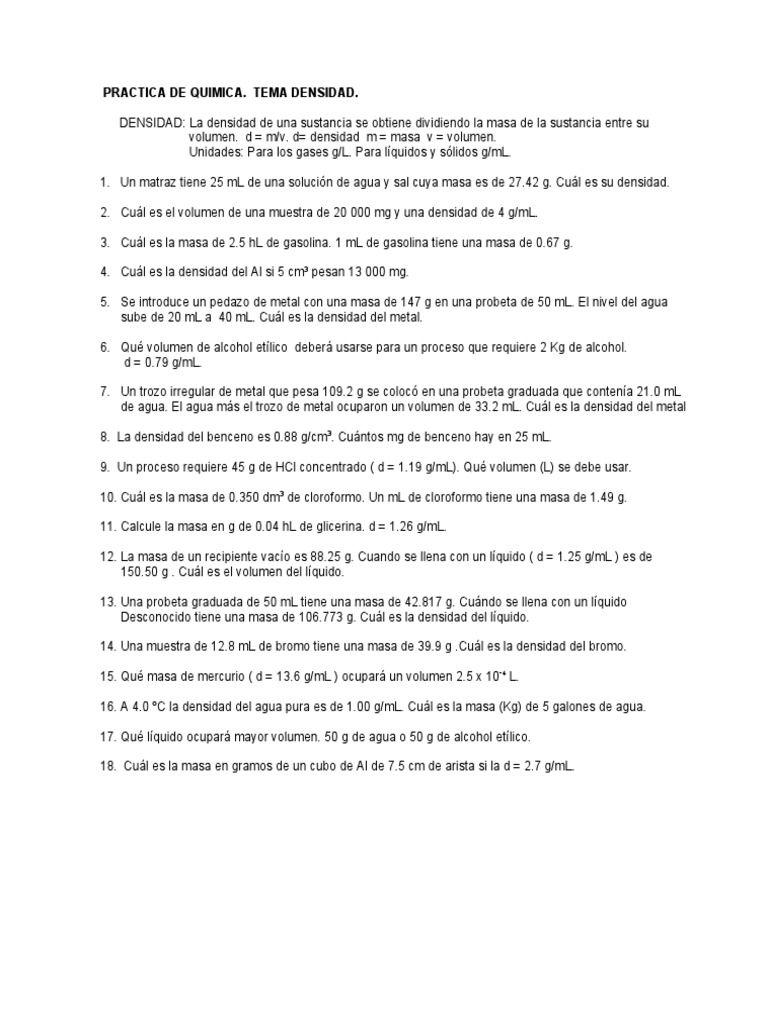 Practica de Densidad | PDF | Densidad | Agua
