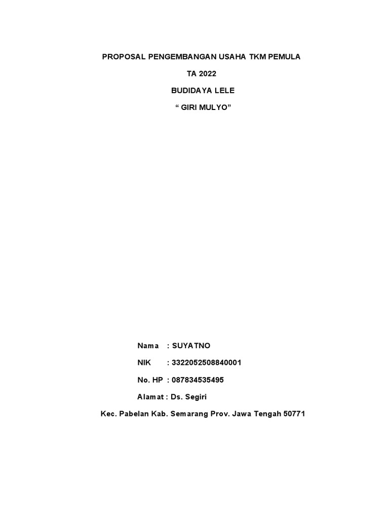 Proposal TKM Pemula Giri Mulyo | PDF