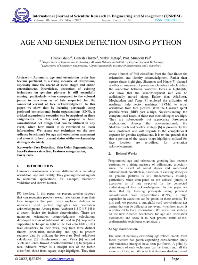 Age and Gender Detection Using Python | PDF | Applied Mathematics ...