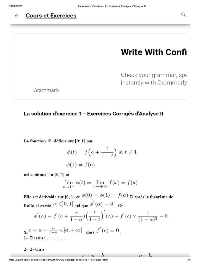 Exercices Corrigés d'Analyse II | PDF | Analyse mathématique | Mathématiques