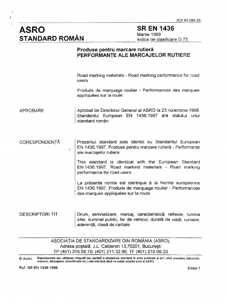 SR en 1436 Marcare Rutiera - Performante | PDF