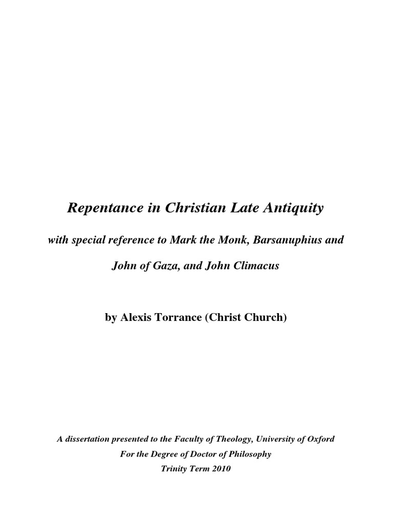 Torrance - Repentance in Late Christian Antiquity | PDF | Penance | Bible