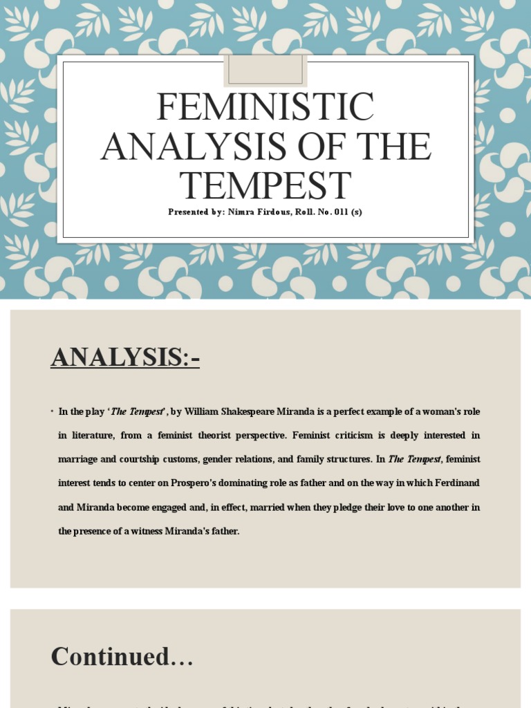 Feministic Analysis of The Tempest | PDF | The Tempest