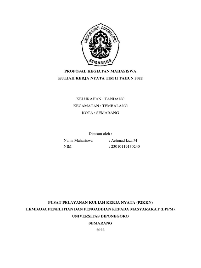 PROPOSAL KEGIATAN MAHASISWA (LRK) - Achmad Izza Maulana | PDF