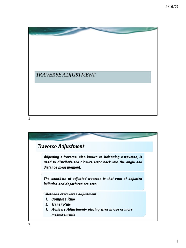 SVG - Topic 9 - Traverse Adjustment | PDF | Latitude | Mathematics