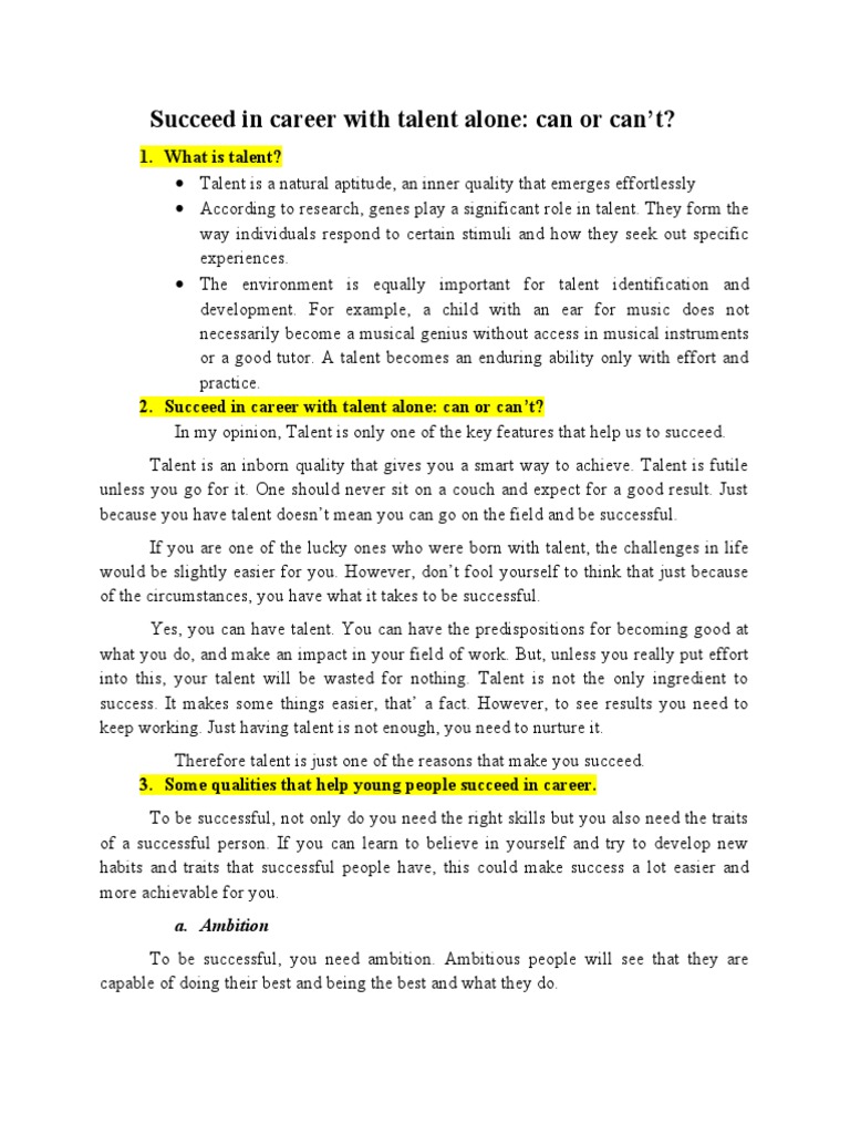 Succeed in Career With Talent Alone | PDF | Behavior Modification | Behavioural Sciences