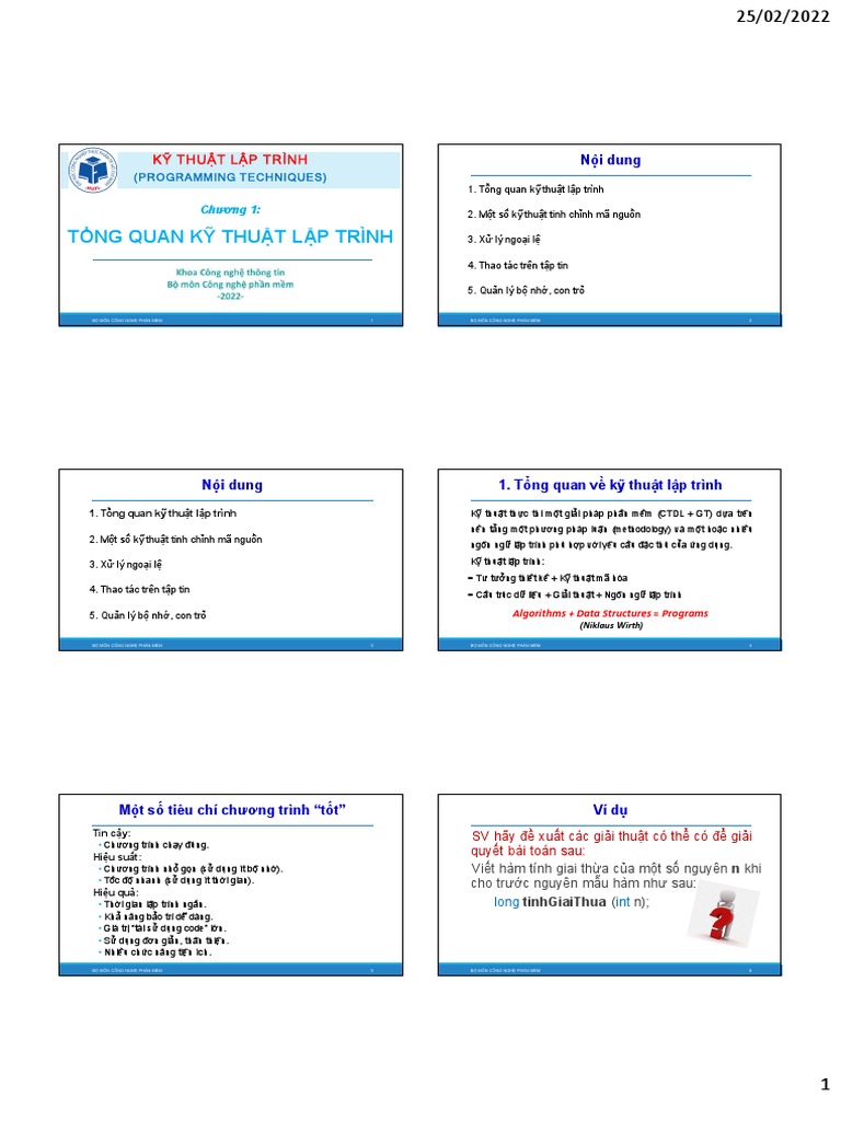 Slide Ky Thuat Lap Trinh - FitHUFI - 2022 | PDF