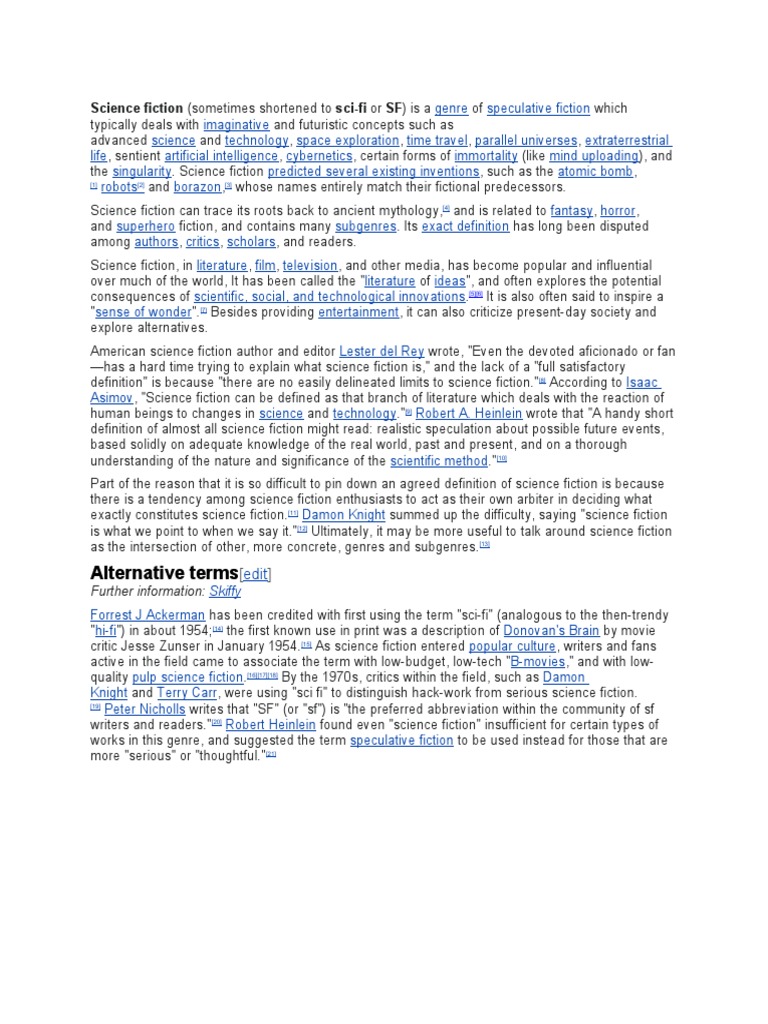 Science Fiction and Its Definition | Download Free PDF | Science ...