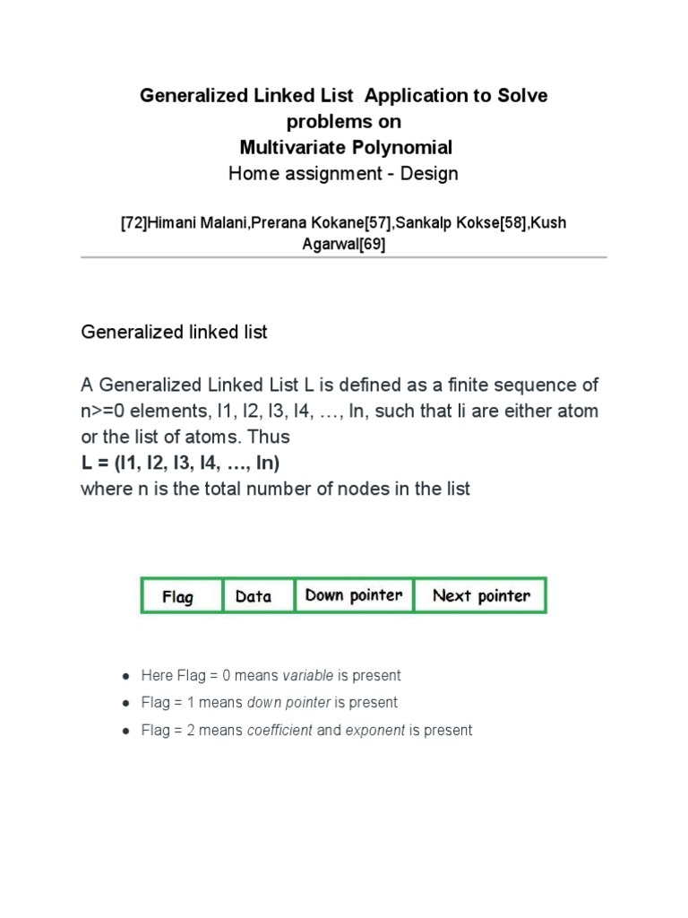Generalized Linked List Application To Solve Problems On Multivariate Polynomial | PDF | Pointer ...