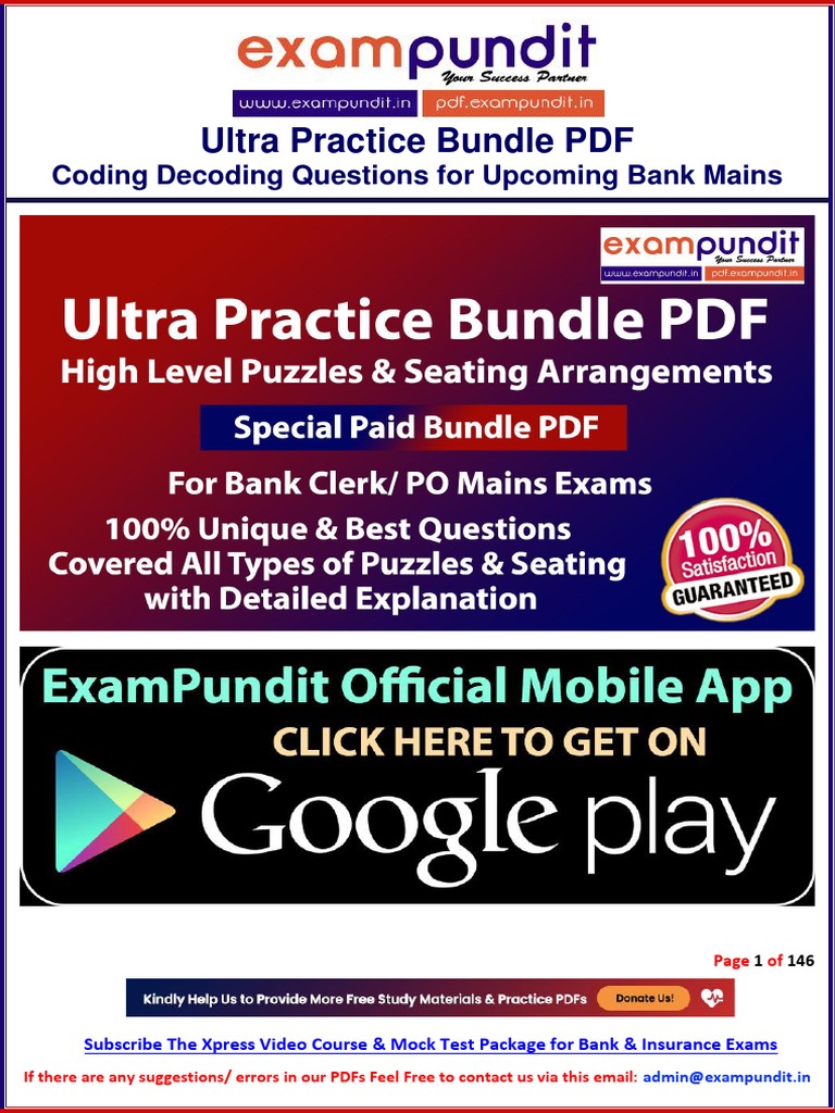 Ultra Practice Bundle Pdf Coding Decoding Questions For Upcoming Bank Mains Pdf Cognition