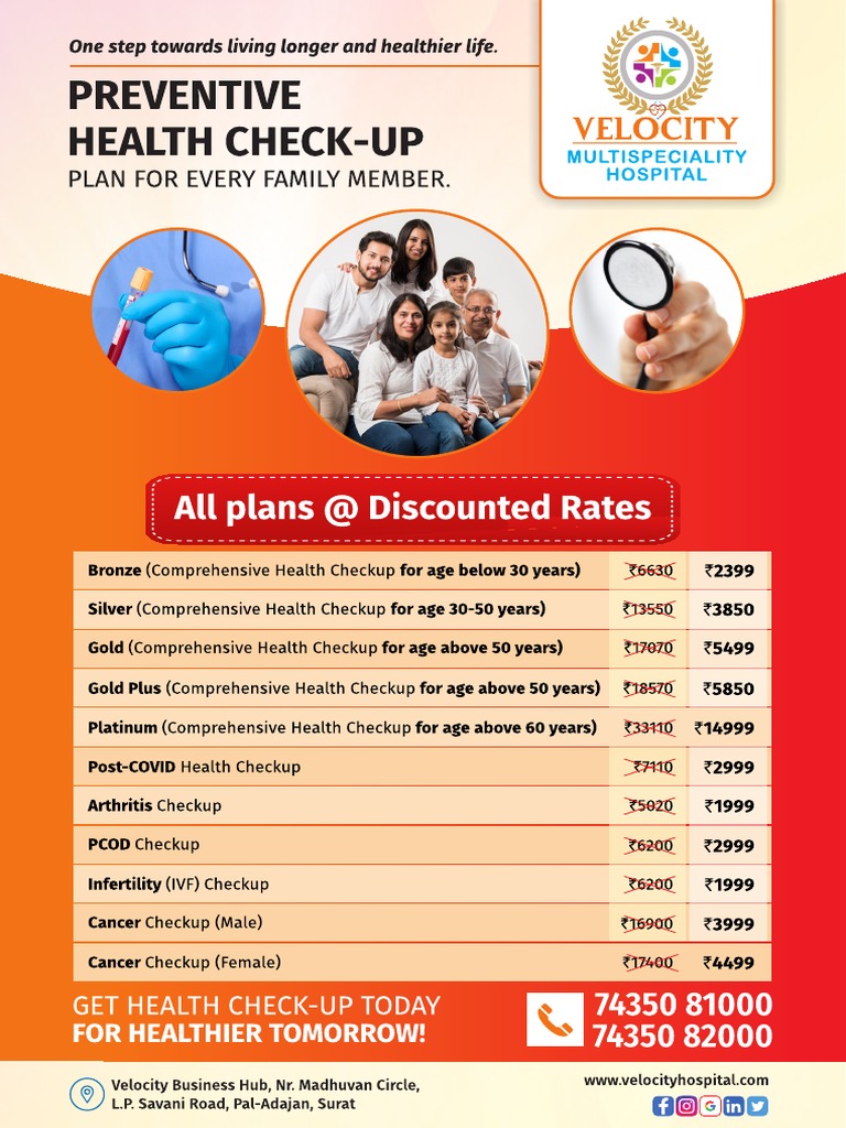Velocity Hospital Health Checkup Plans | Download Free PDF | Cholesterol | High Density Lipoprotein