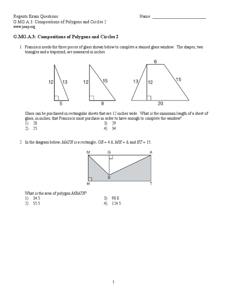 G.MG.A.3: Compositions of Polygons and Circles 2 | PDF | Area | Rectangle