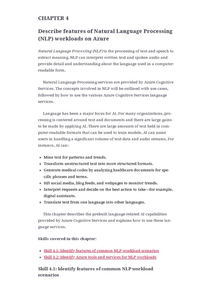 Chapter 4 Describe Features of Natural Language Processing (NLP ...