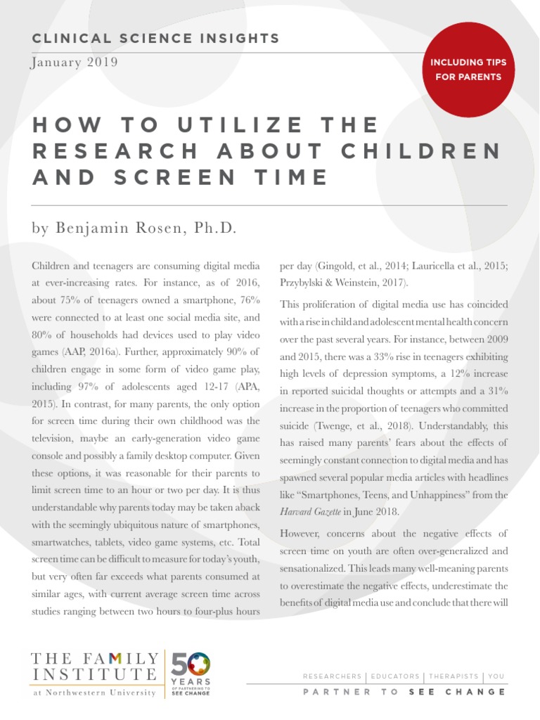 How To Utilize The Research About Children and Screen Time | PDF ...