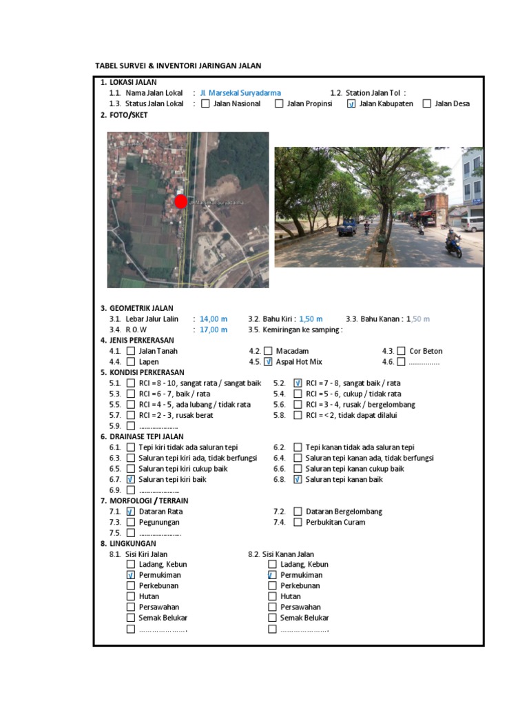 Tabel Survei Inventori Jalan Lebakwangi-Bitung-Serpong | PDF