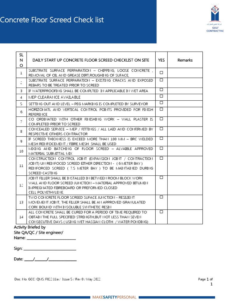Gypsum Partition Check List | PDF | Concrete | Wall