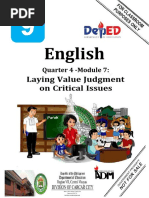 Grade 9 English: Critical Thinking | PDF | Teachers | Lesson Plan