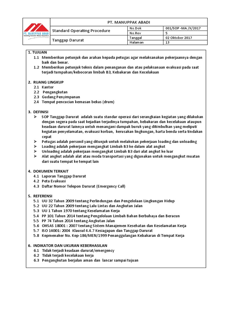 Sop Tanggap Darurat PDF | PDF