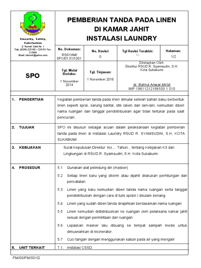 Spo Pemberian Tanda Pada Linen | PDF