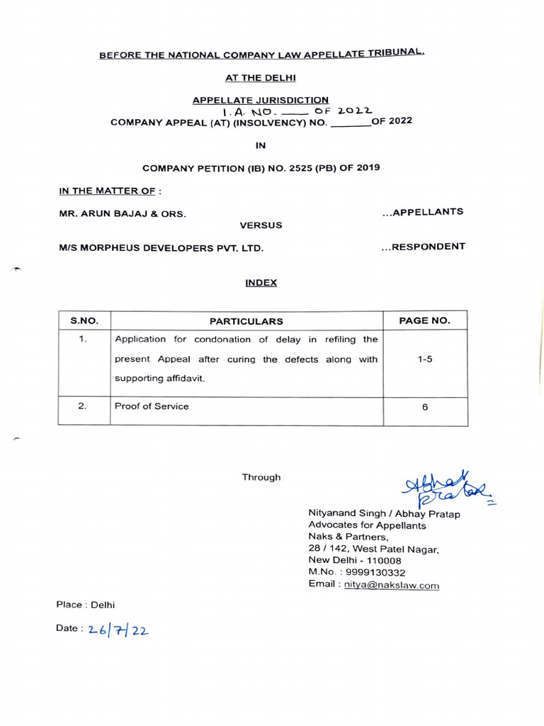 Application For Delay in Refiling | PDF | Affidavit | Civil Law (Common ...
