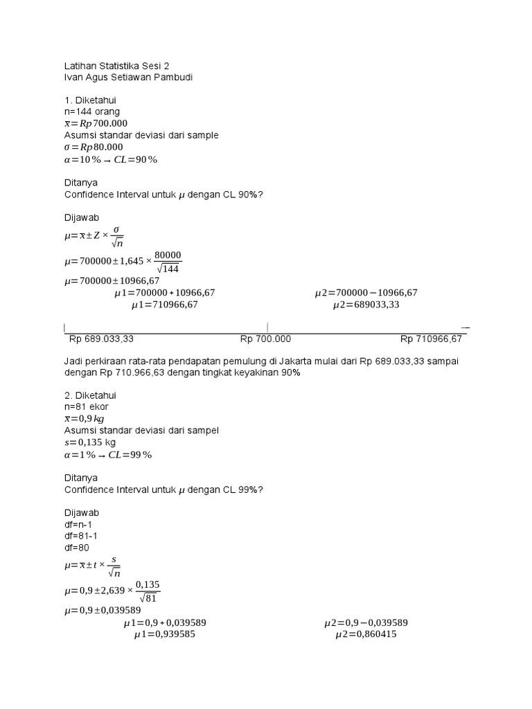 Latihan Statistika 2 | PDF