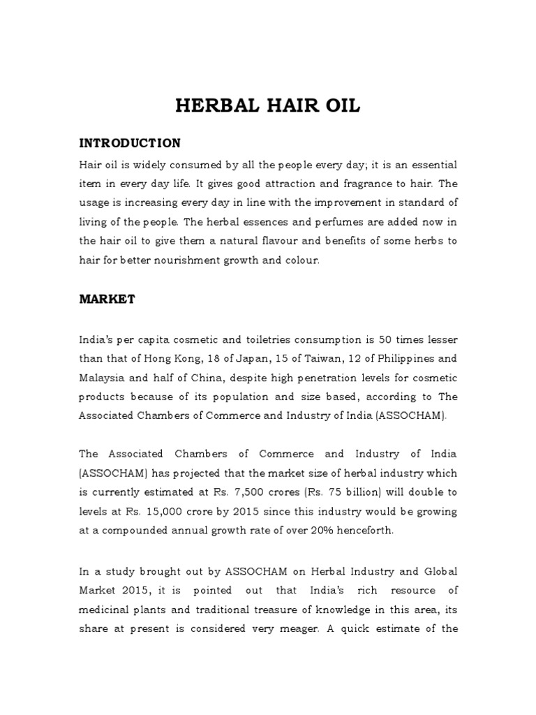 Herbal Hair Oil | PDF | Ayurveda | Cosmetics