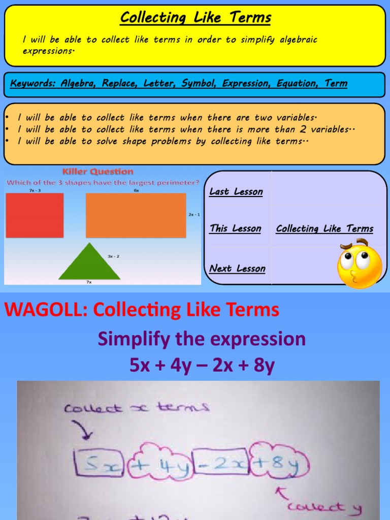 Collecting Like Terms Lesson | PDF | Mathematics | Algebra