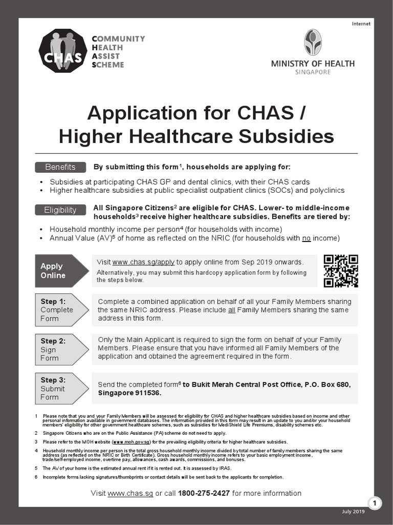 Application For CHAS / Higher Healthcare Subsidies: Benefits | PDF ...