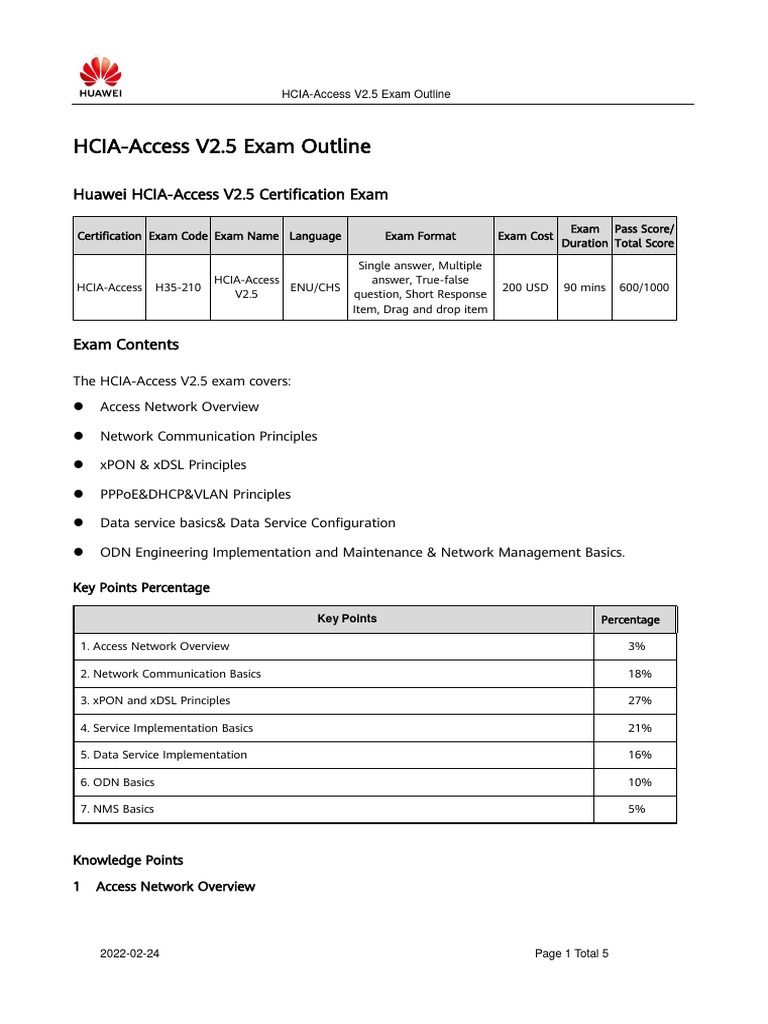 HCIA-Access V2.5 Exam Guide | PDF | Network Protocols | Network Architecture