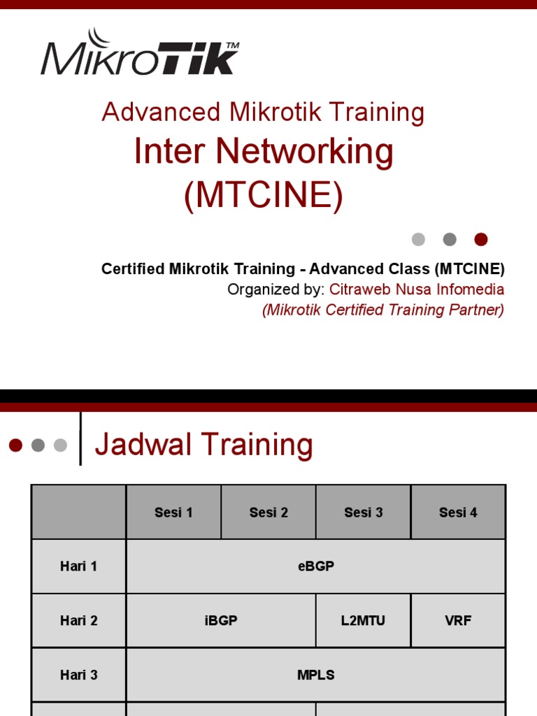 Advanced Mikrotik Training Overview | PDF | Router (Computing) | Routing