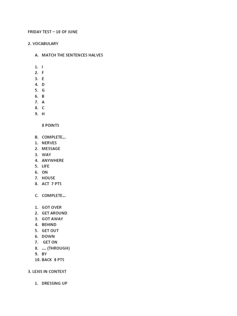 Friday Test June 10 | PDF