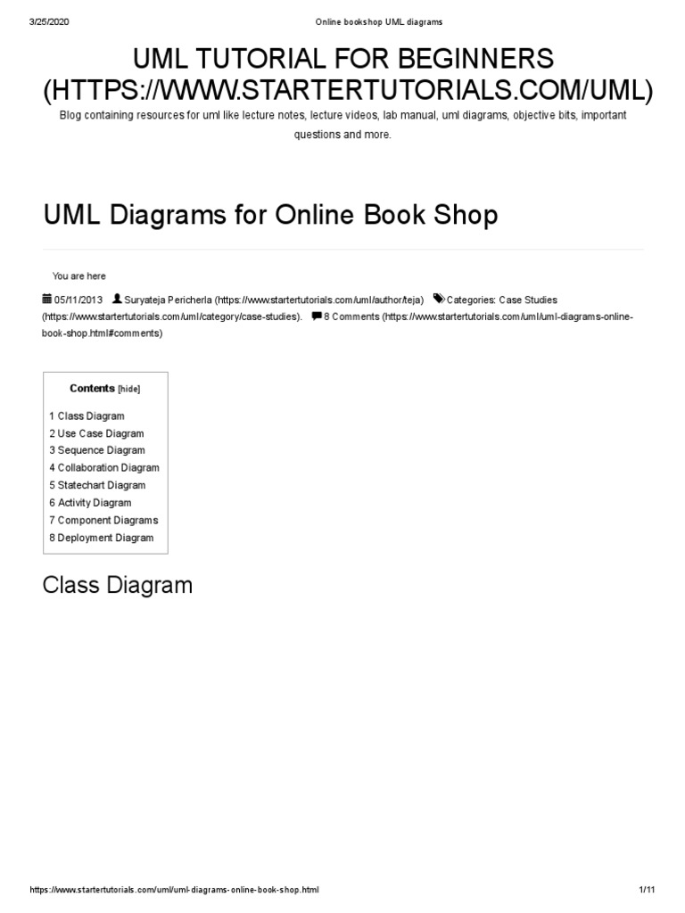 Uml Tutorial For Beginners: Class Diagram | PDF | Unified Modeling ...