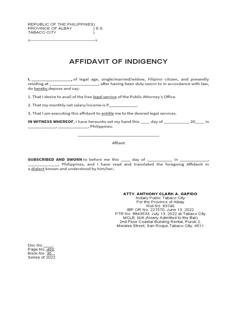 Affidavit of Indigency | PDF