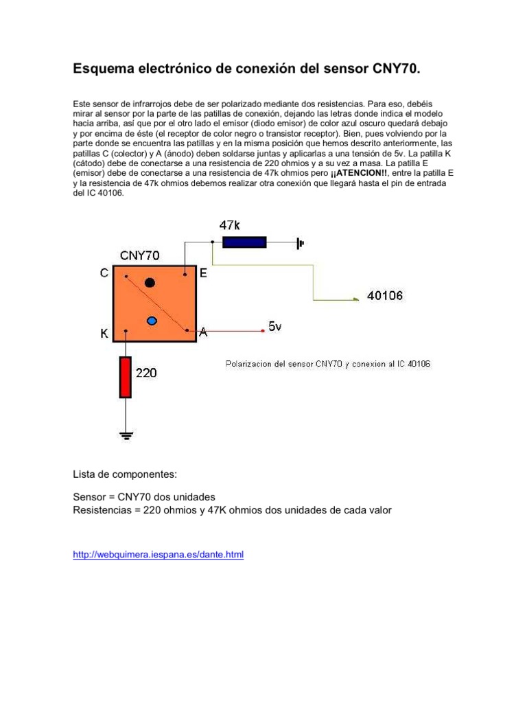 Esquema Electrónico de Conexión Del Sensor CNY70 | PDF