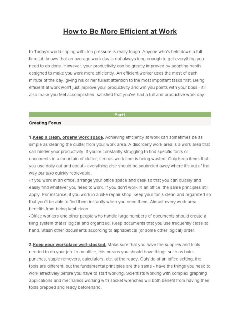 How To Be More Efficient at Work | PDF | Psychological Concepts