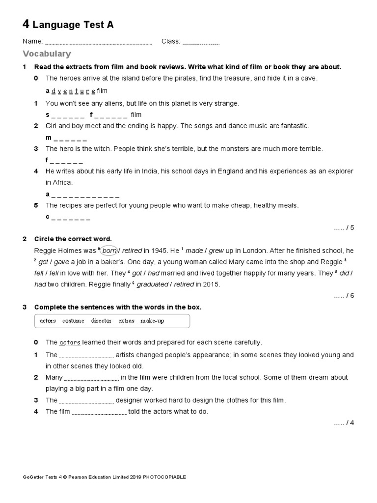Language Test 4A | PDF