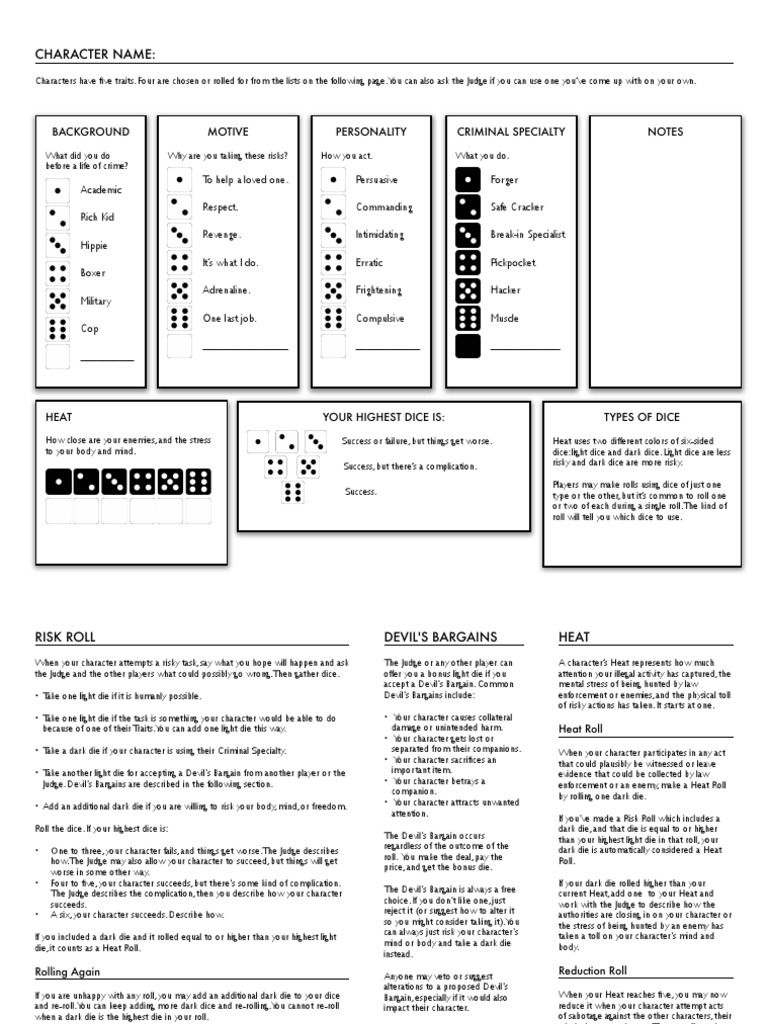 Heat RPG v0.2 character sheet | PDF