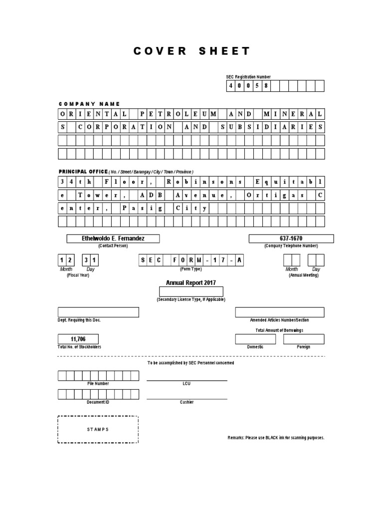 OPM SEC Form 17A Annual Report 2017 | PDF | Equity (Finance) | Petroleum