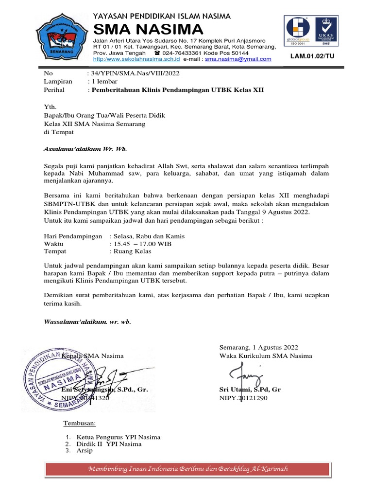 Surat Edaran - Pendampingan Klinis Utbk - 22-23 | PDF