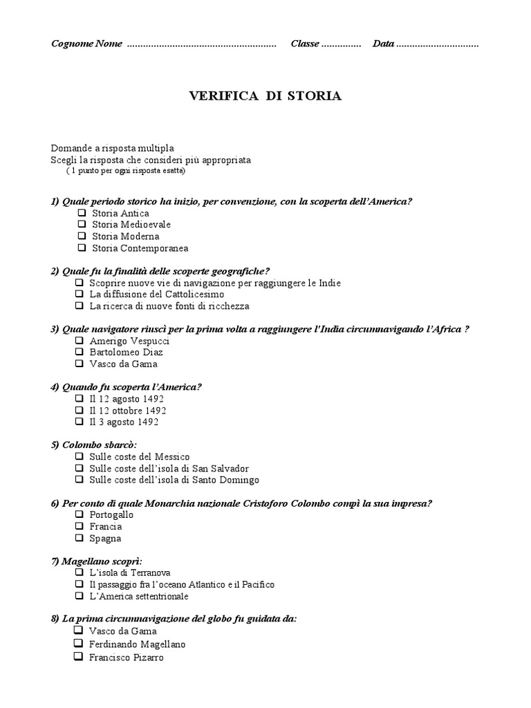 Verifica Di Storia II C 1 | PDF