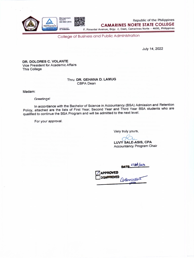 Approved Qualified Bsa 3 Students Ay 2022 2023 | PDF