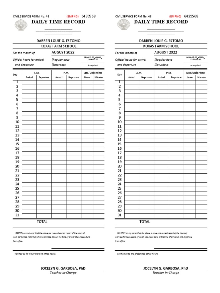 CIVIL SERVICE FORM No. 48 - TEMPLATE 1 | PDF